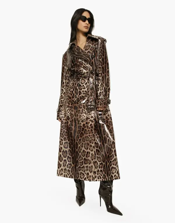 ジャケット・アウター DOLCE & GABBANA leopard longcoat black L Dolce & Gabbana Leopard-Print Trench Coat - Animal Print